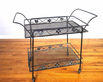 Vintage Woodard Wrought Iron Bar Cart - Etsy
