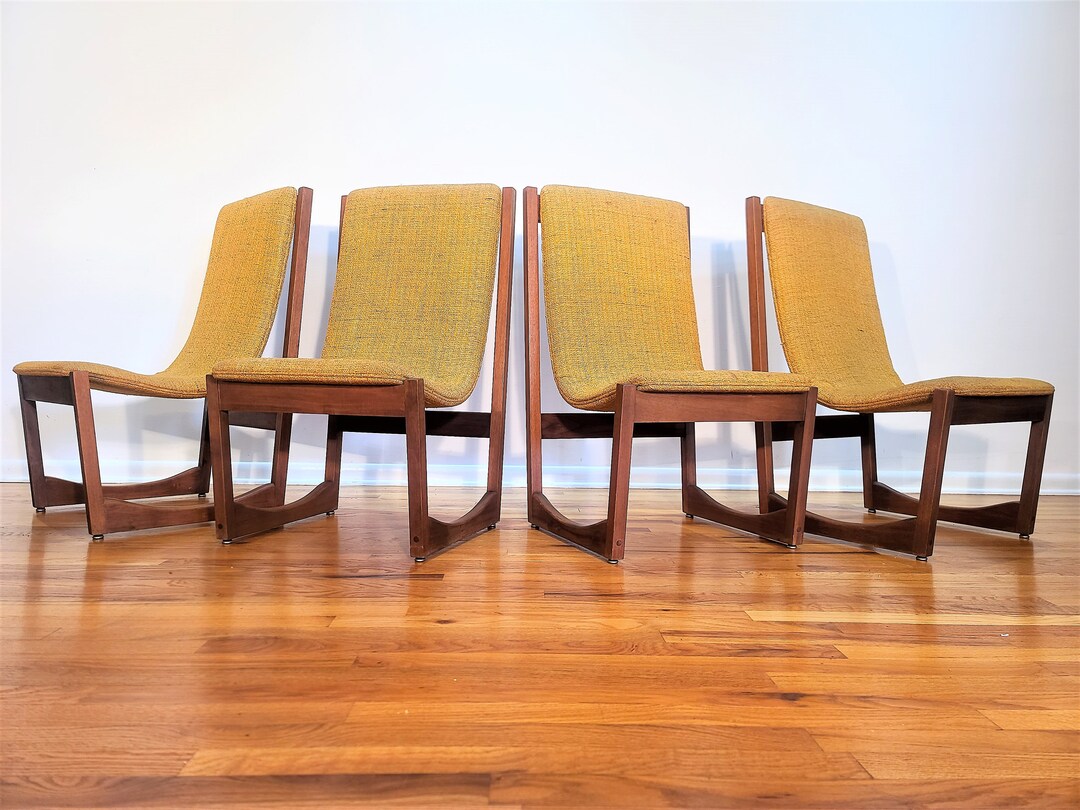 Mid Century High Back and Scooped Set of Four Dining Chairs - Etsy