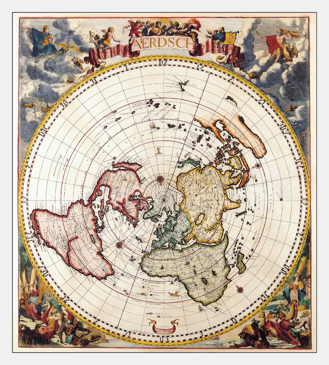 Vintage world map old antique world map wall art poster | Etsy