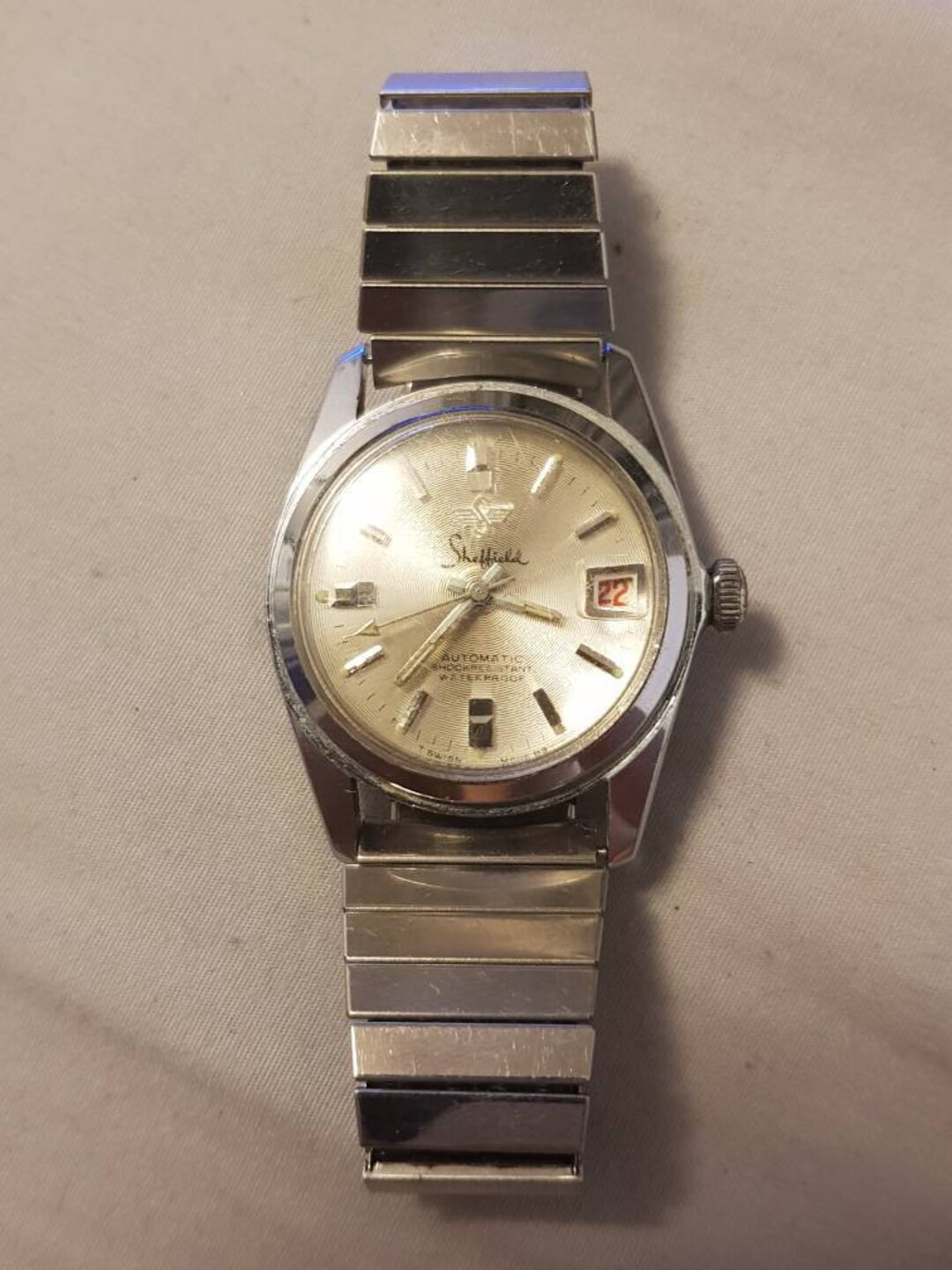 Rare Vintage Sheffield Automatic Stainless Steel Red Date Watch - Etsy