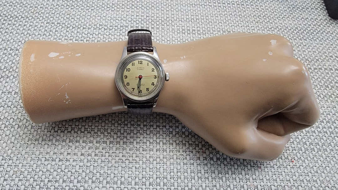 Vintage Hirco A.hirsch Stainless Steel Military Style Manual Wind Men's ...
