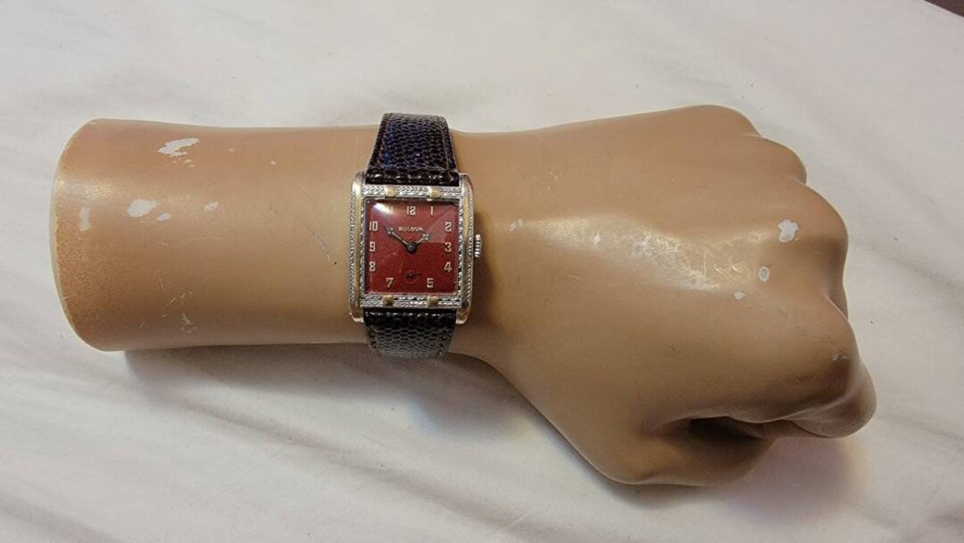 Rare Vintage Bulova Stainless Steel & Gold Filled Red Dial 15 Jewels ...