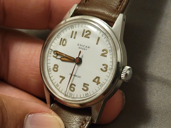 Rare Vintage Enicar Sport Stainless Steel "Enamel Dia… - Gem