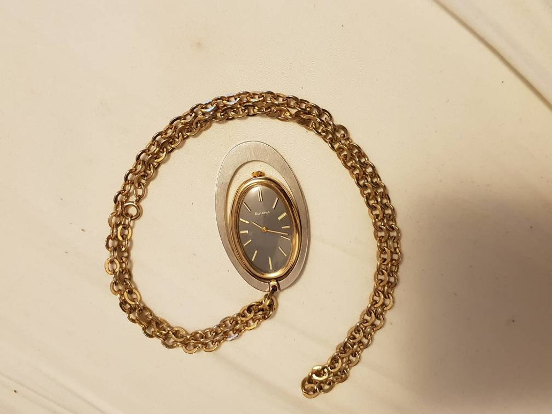 Vintage Bulova Oval Pendant Quartz Ladies Watch - Etsy