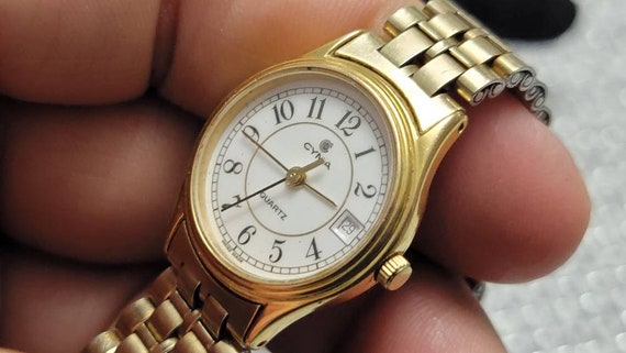 Cyma 18K Gold Plated Quartz Ladies Watch - Gem