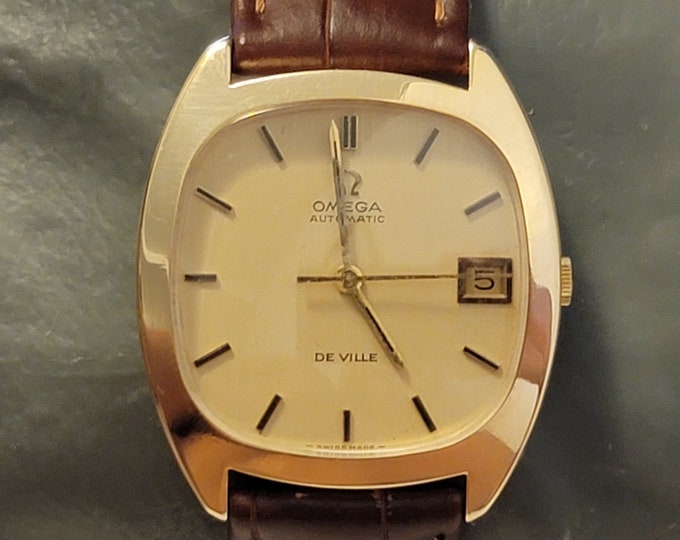 Rare Vintage Omega De Ville 9K Gold Swiss-made Rectangular Automatic ...