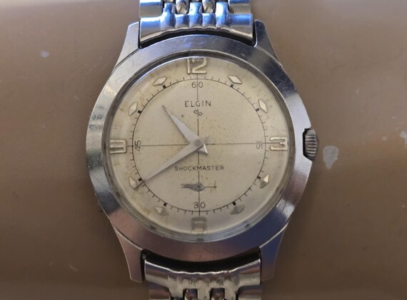 Vintage Elgin Shockmaster Stainless Steel Manual Wind… - Gem