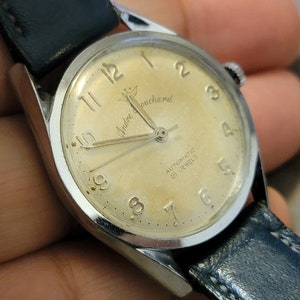 Vintage Andre Bouchard Stainless Steel 21 Jewels Automatic Men's Watch ...