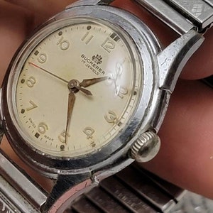 Vintage Bucherer (tevo) Stainless Steel Military Manual Wind Men's ...
