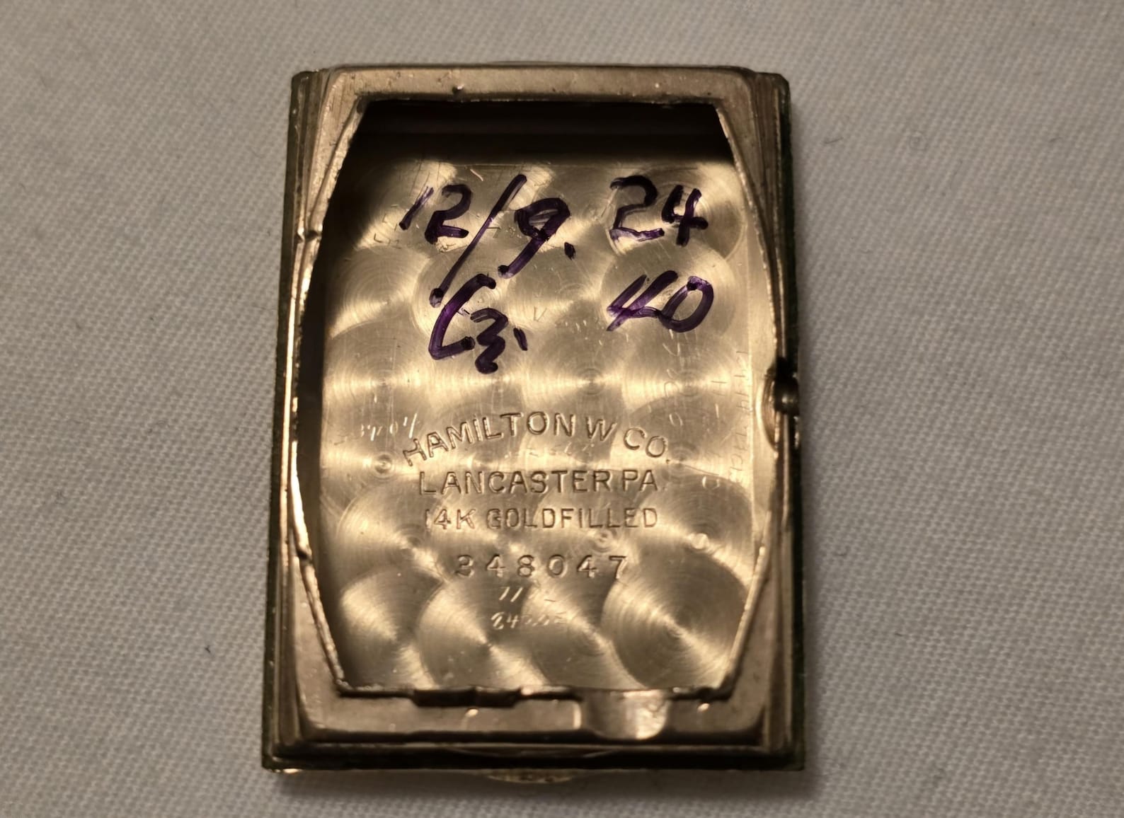 Rare Vintage Hamilton Boone 14K Gold Filled Coin Edge Case Tank Manual ...