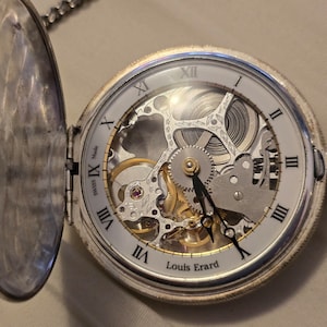 Rare Vintage Louis Erard Sterling Silver Skeleton Swiss Made Manual ...