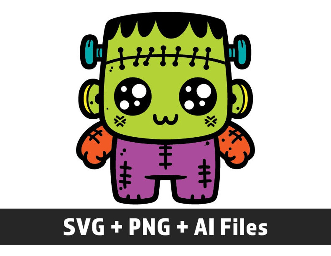 KAWAII Halloween Frankenstein Svg/vector - Etsy