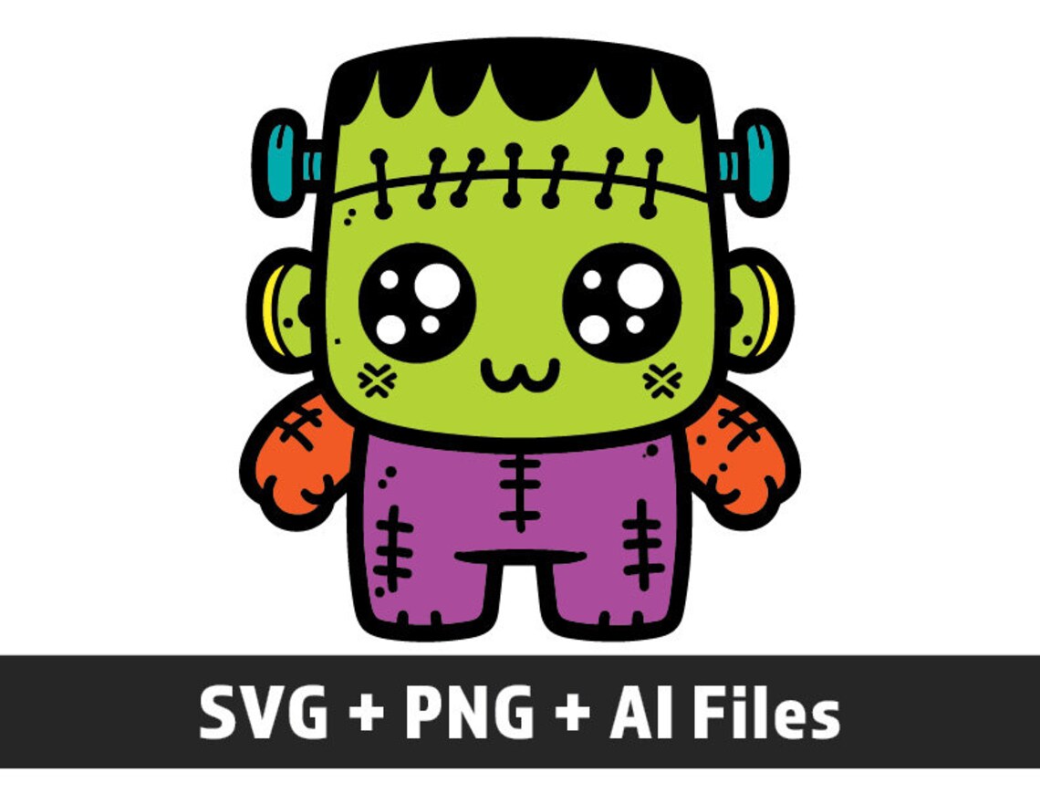 KAWAII Halloween Frankenstein Svg/vector - Etsy