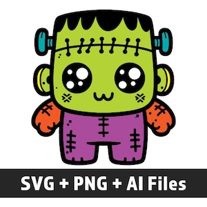 KAWAII Halloween Frankenstein Svg/vector - Etsy