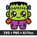 KAWAII Halloween Frankenstein Svg/vector - Etsy