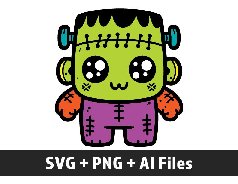 KAWAII Halloween Frankenstein Svg/vector - Etsy