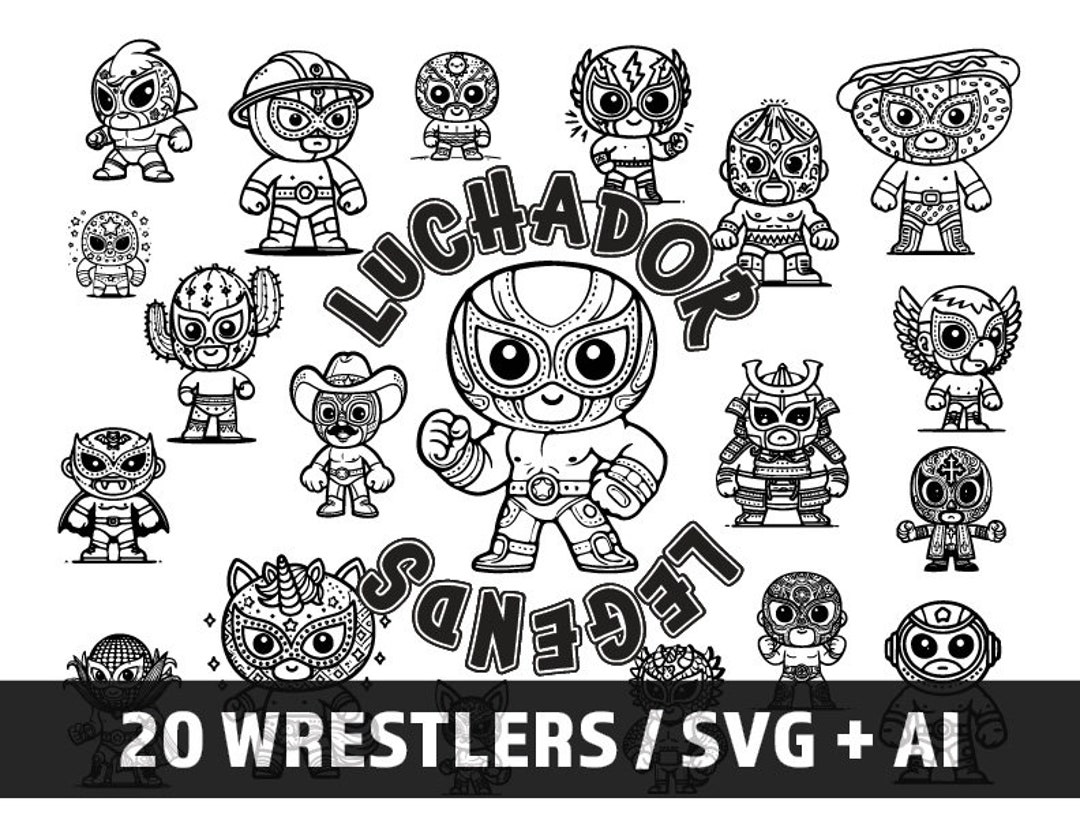 20 UNIQUE Luchador Wrestler Svg/vector Characters - Etsy