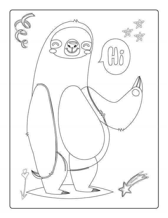 30 PRINTABLE Sloth Coloring Pages - Etsy