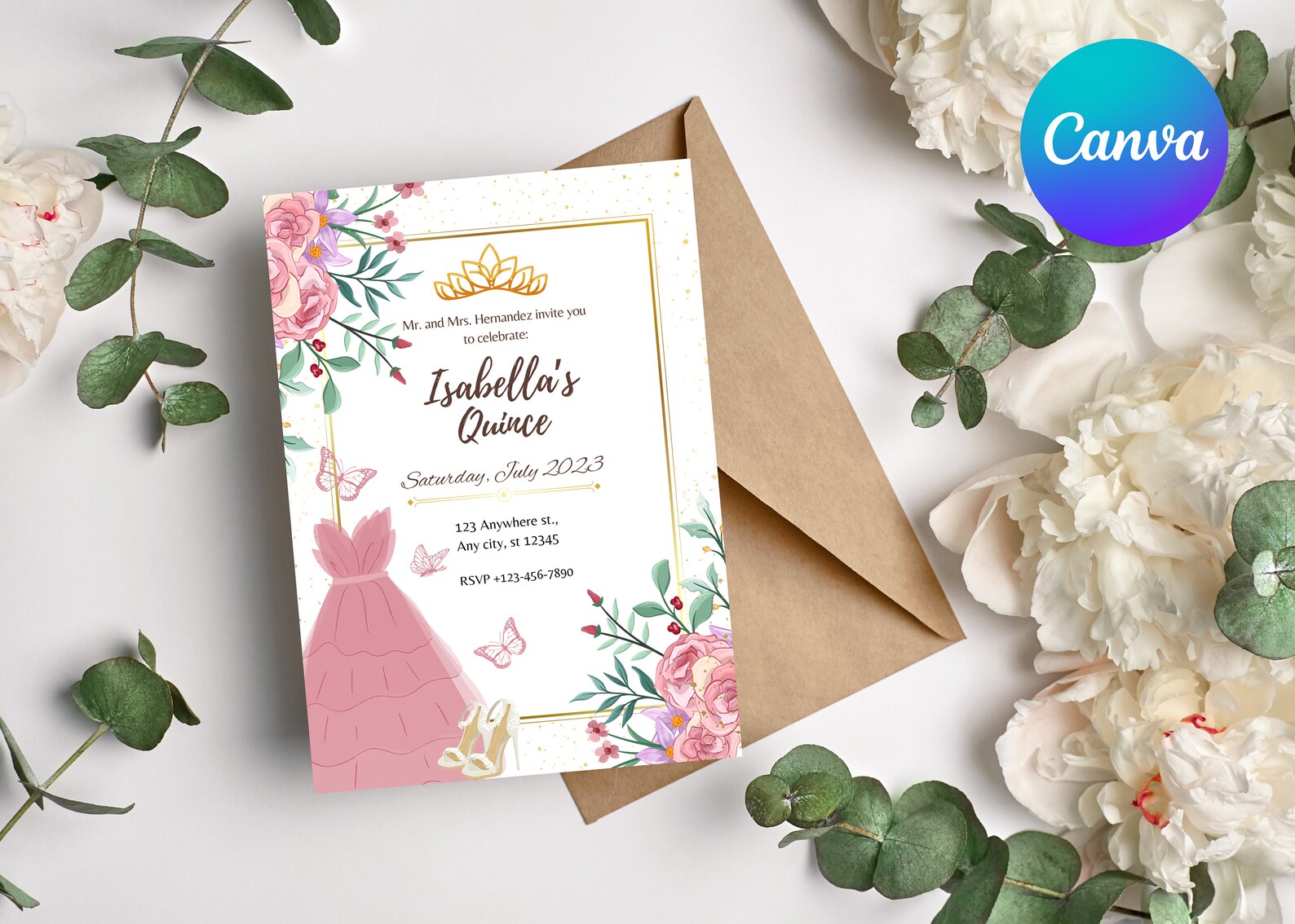 Editable Quince Invitation Canva Template Quince Invite Instant ...