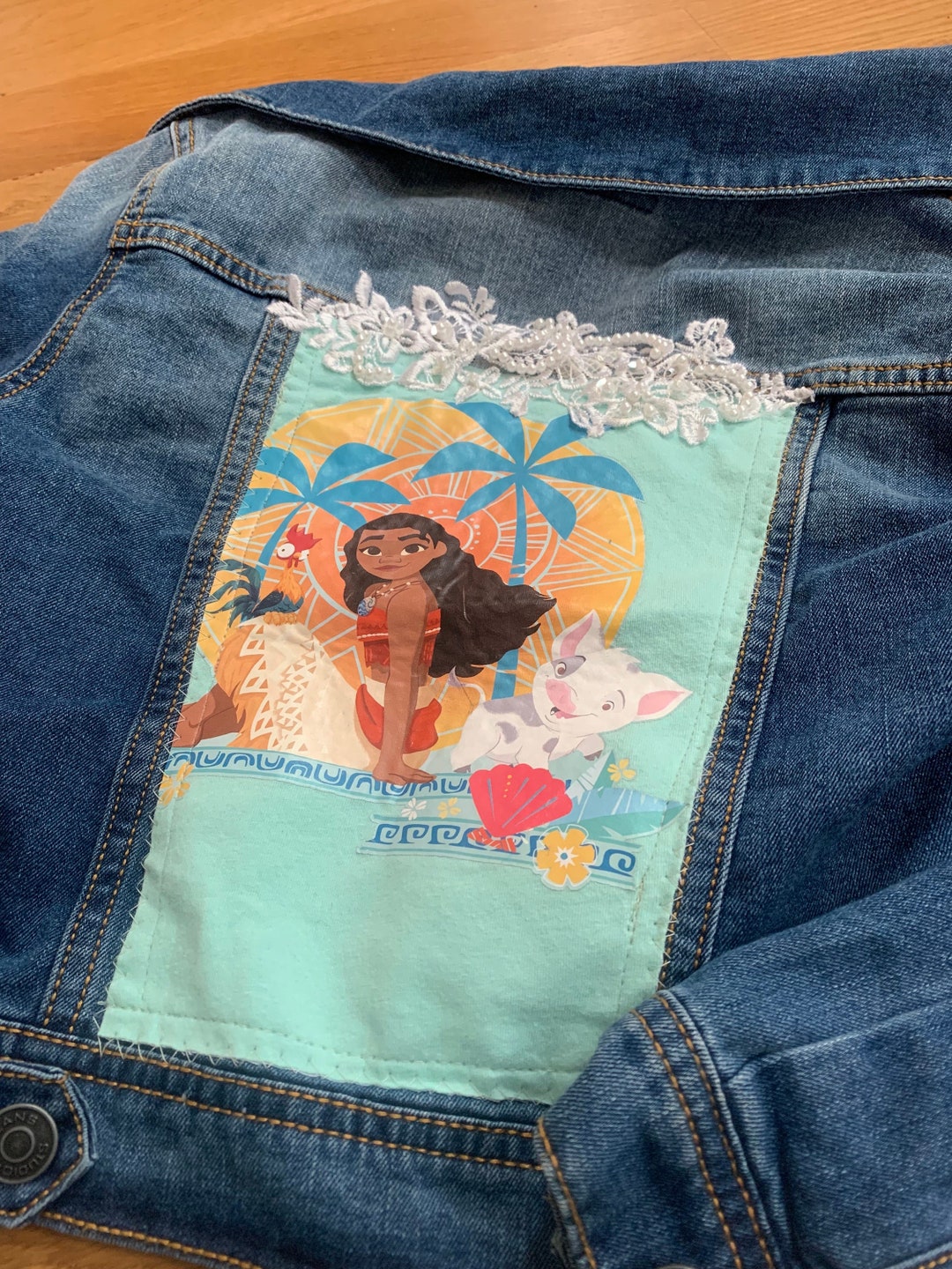 Upcycled Moana Denim Jacket, Kids Size Medium - Etsy