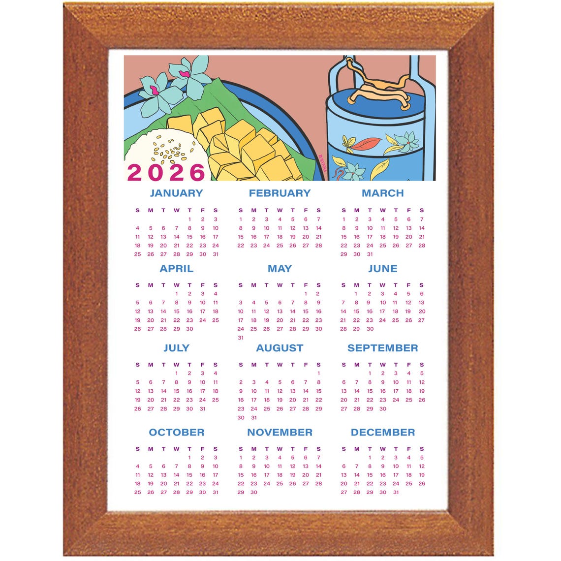 2026 Thai Mango Sticky Rice Calendar, Digital Download - Etsy