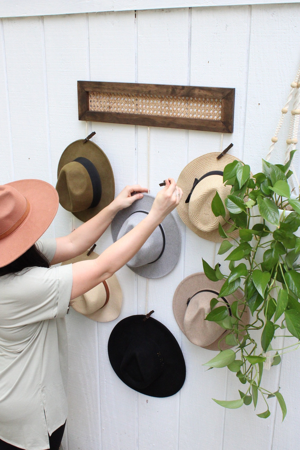 Rattan Hat Organizer Boho Hat Rack Hat Storage Wall - Etsy