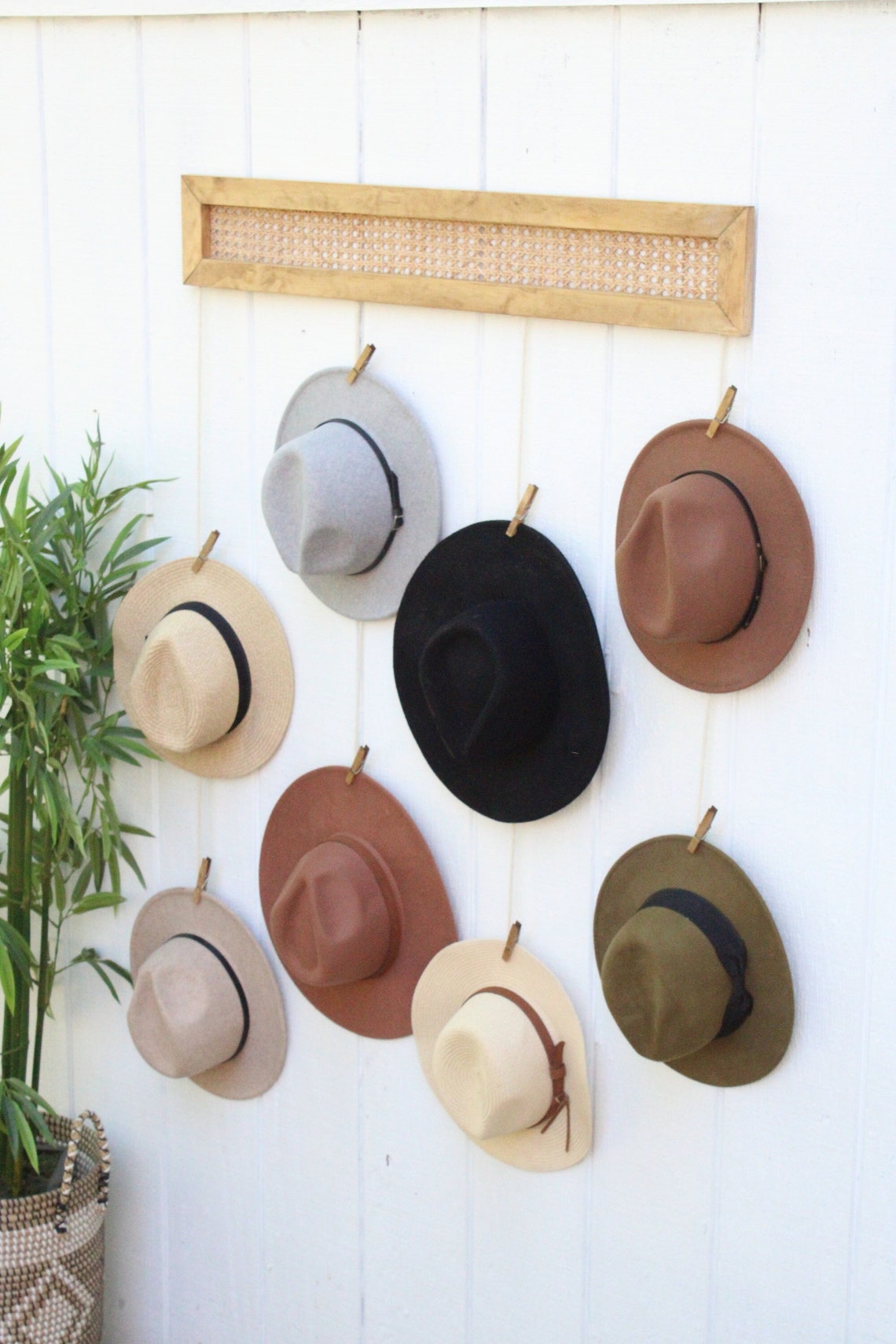 Rattan Hat Organizer Boho Hat Rack Hat Storage Wall - Etsy