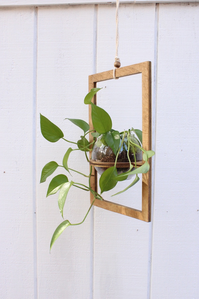 Wood Hanging Planter - Geometric Planter - Modern Boho Planter - Moss ...