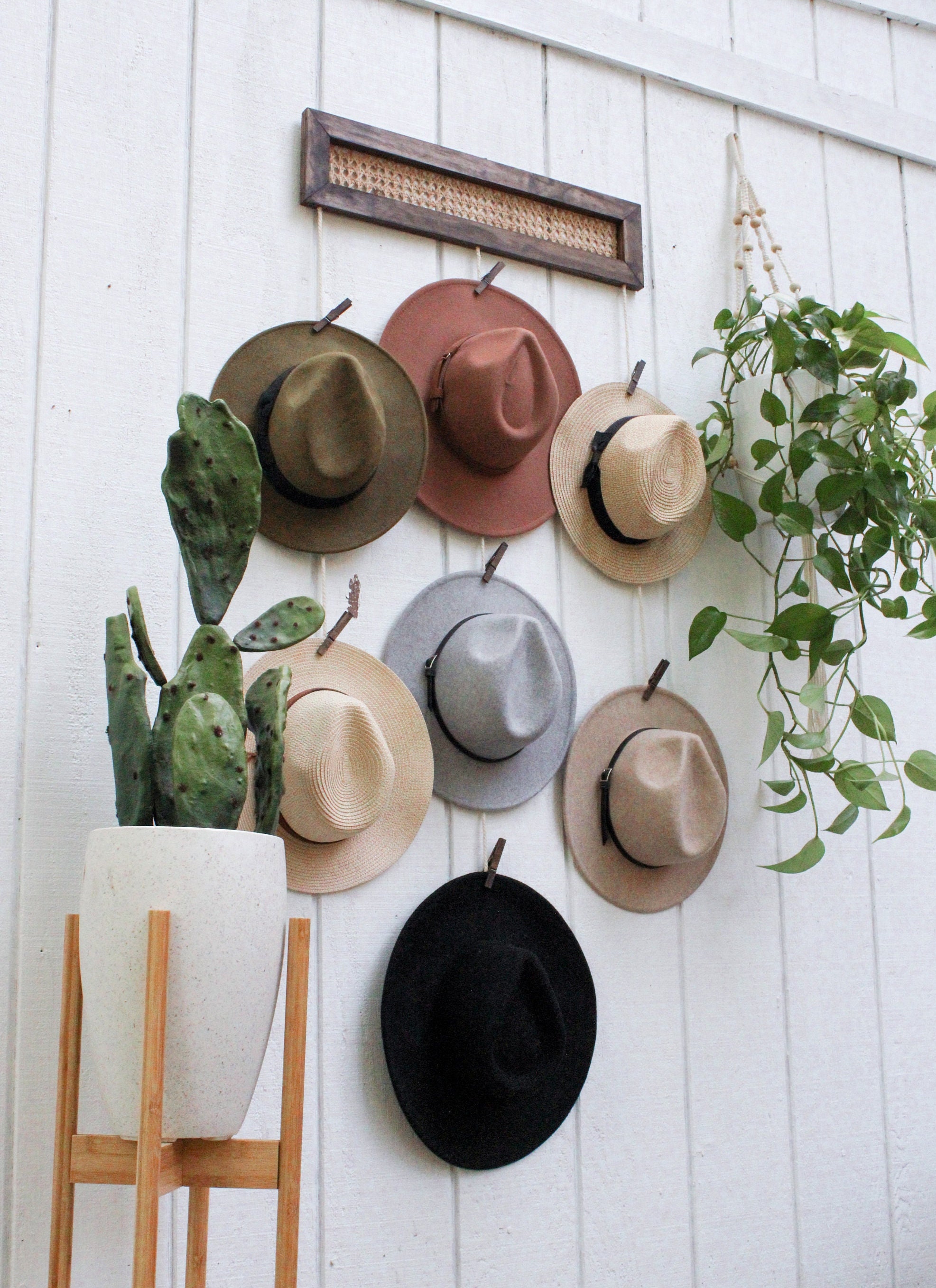 Rattan Hat Organizer Boho Hat Rack Hat Storage Wall - Etsy