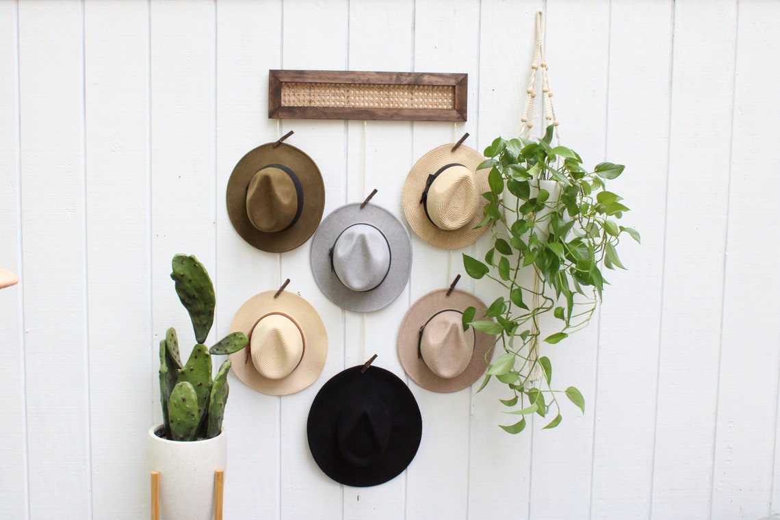Rattan Hat Organizer Boho Hat Rack Hat Storage Wall - Etsy