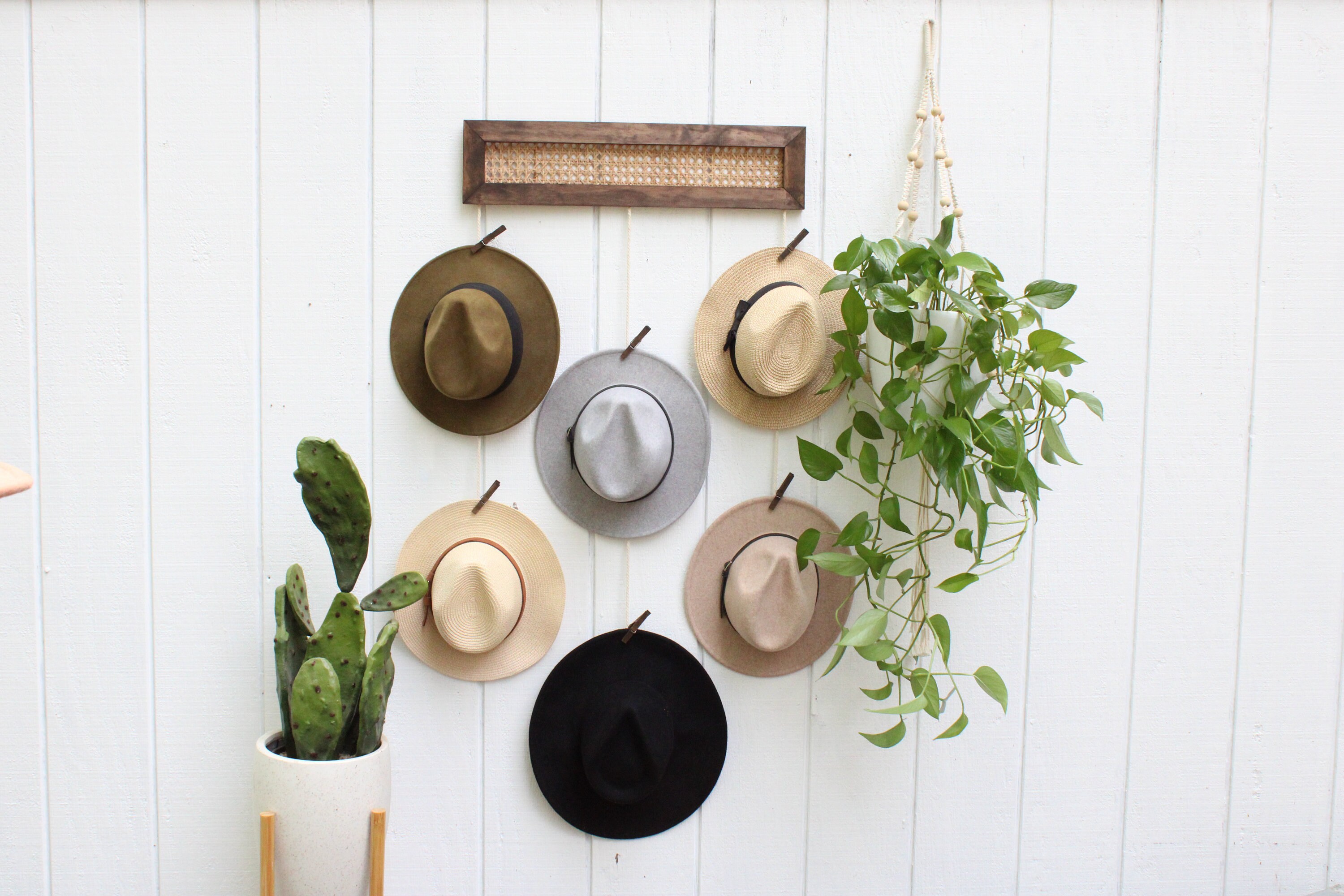 Rattan Hat Organizer Boho Hat Rack Hat Storage Wall - Etsy