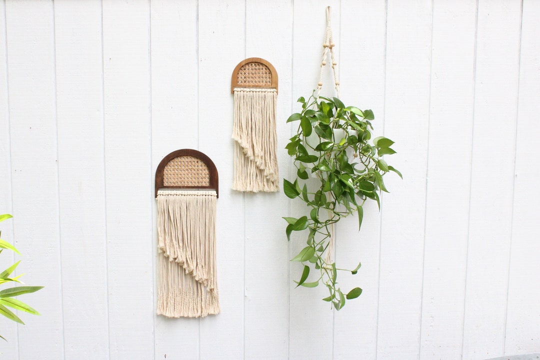 Rattan Wall Art - Boho Wall Art - Rattan and Macrame - Boho Decor ...
