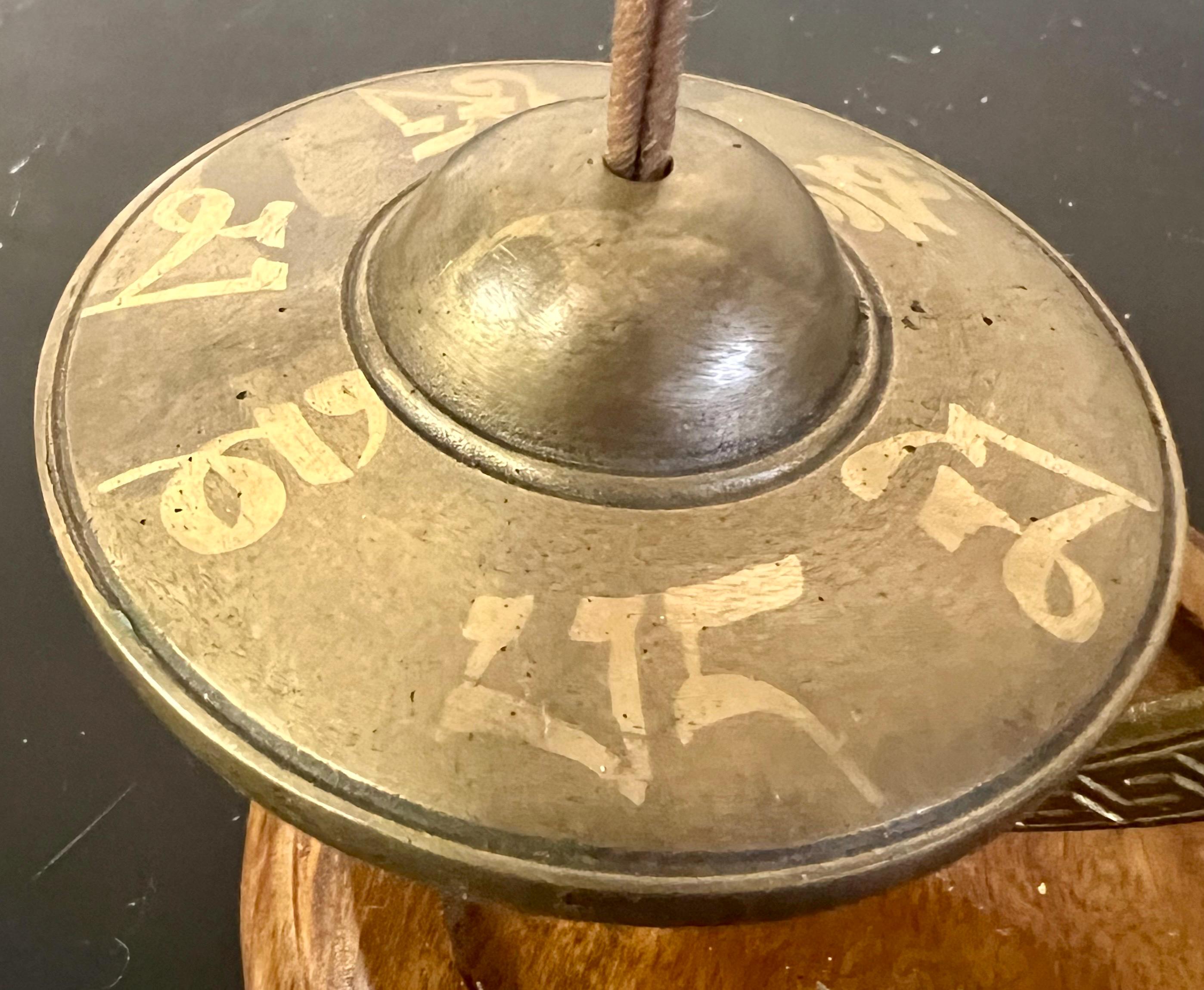 Tibet Collection OM Mani Ting Table Chime Gong Brass W/ Wood Base ...