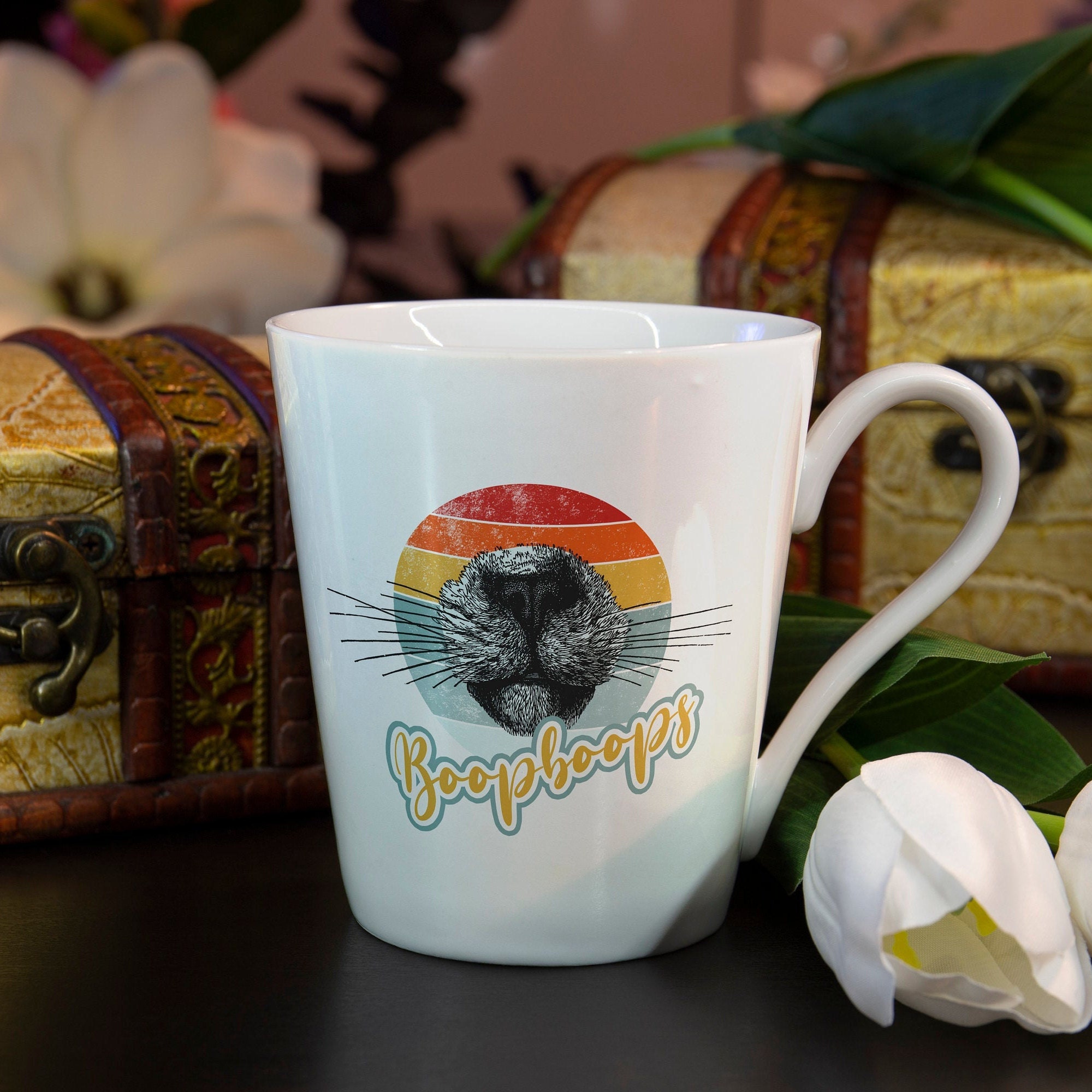 Cute Cat Nose Booping on Retro Sunset Background Rainbow - Etsy