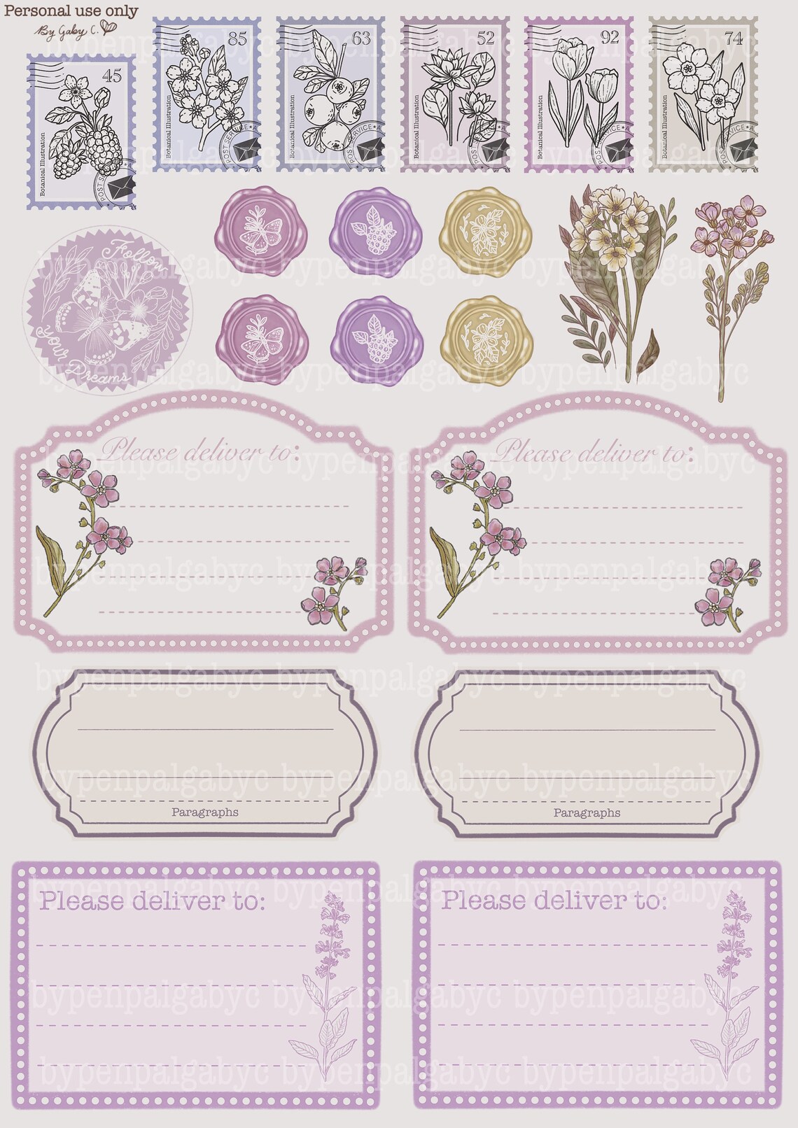 Please Deliver to Labels printable Flowers - Etsy