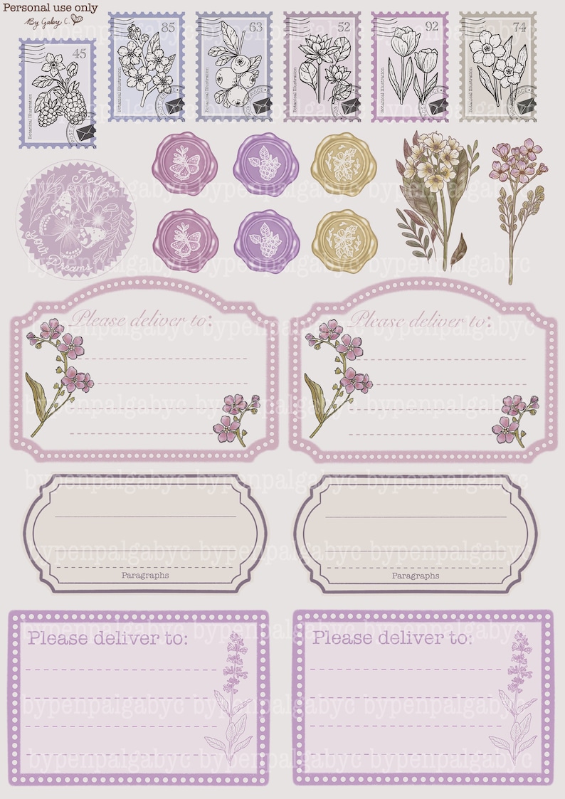 Please Deliver to Labels printable Flowers - Etsy