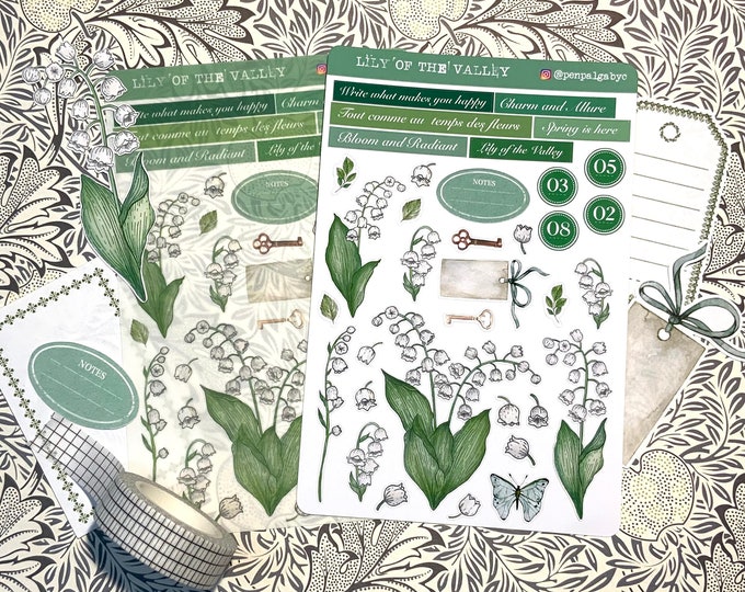 Lily of the Valley Sticker Sheet Cute and Kawaii Floral Deco Stickers ...