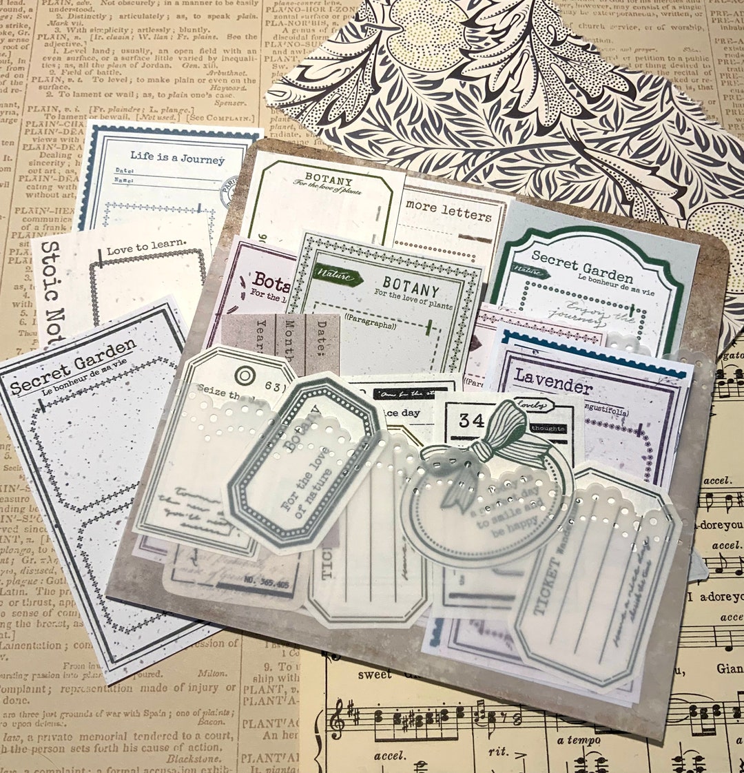 Digital Journaling Cards - Memo Pad - Botanical Labels - Tags - Cards ...