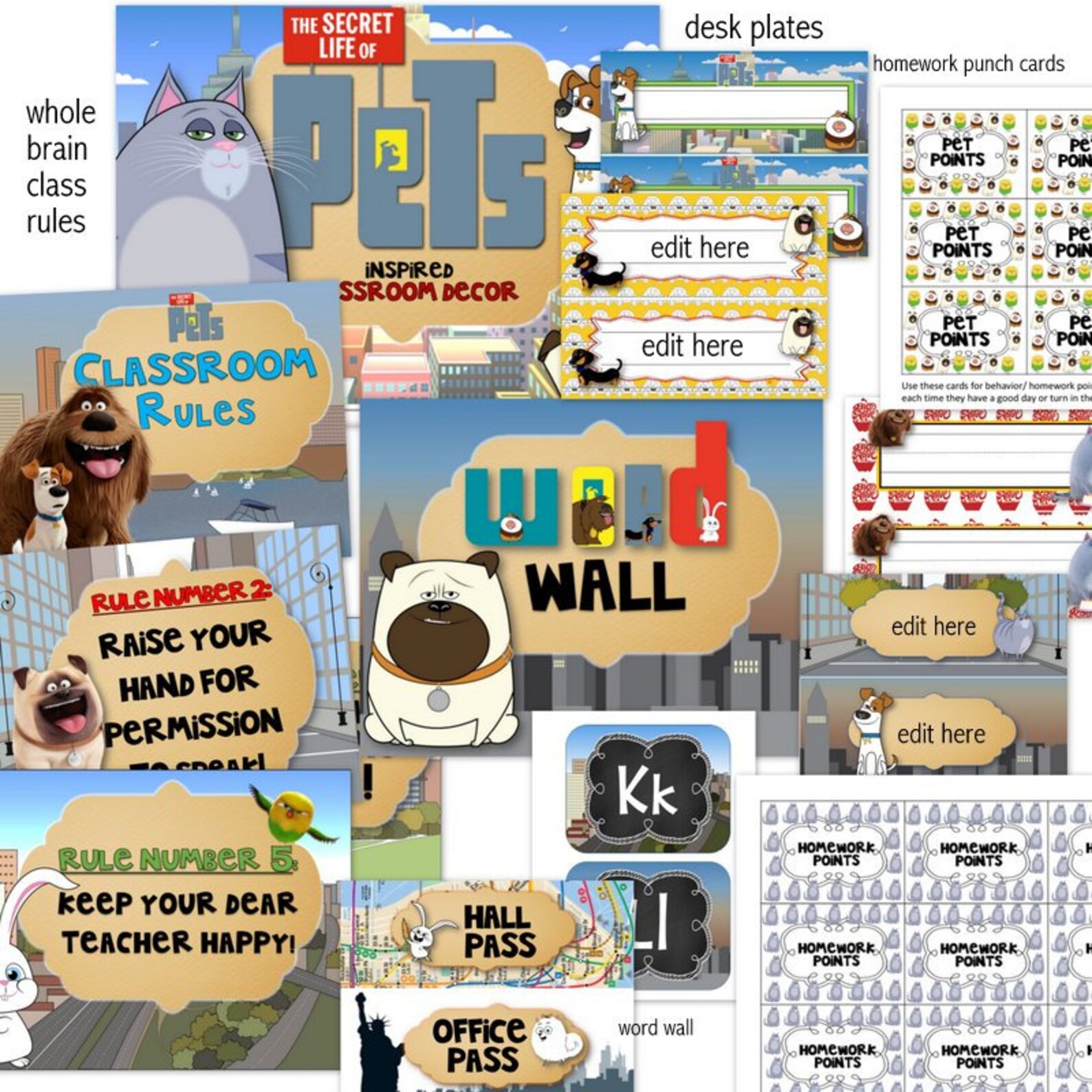 Secret Life of Pets Classroom Decoration MEGA Bundle-editable! - Etsy