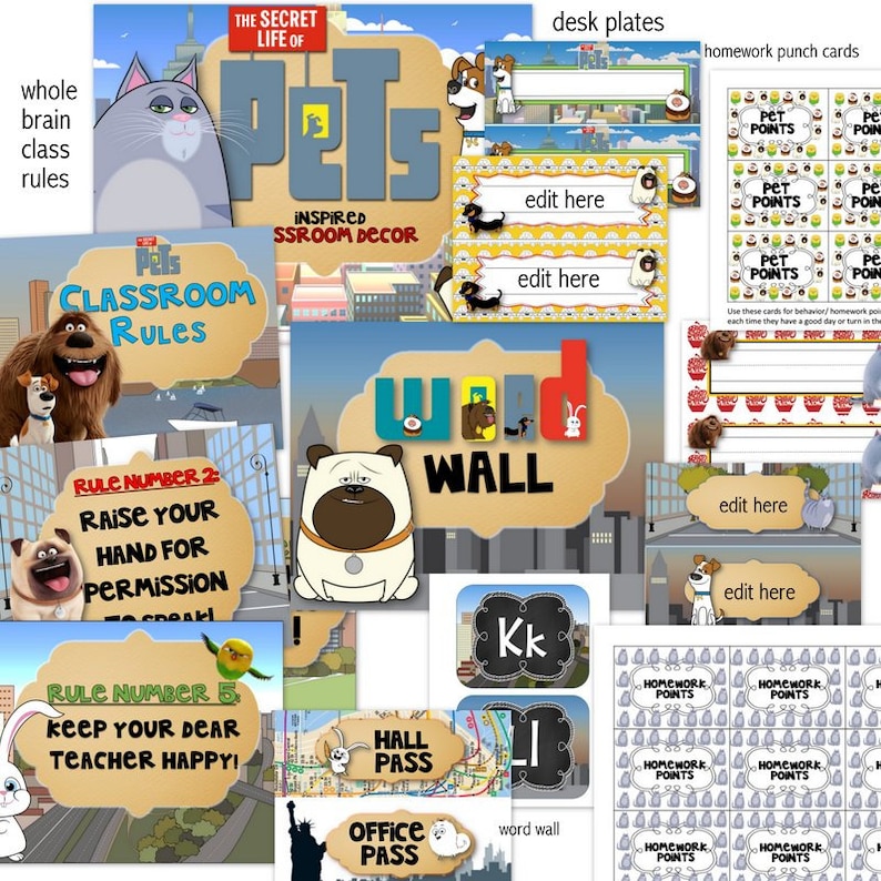 Secret Life of Pets Classroom Decoration MEGA Bundle-editable! - Etsy