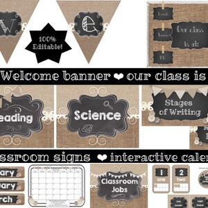 Chalkboard, Burlap and Buttons Classroom Decoration MEGA Bundle ...