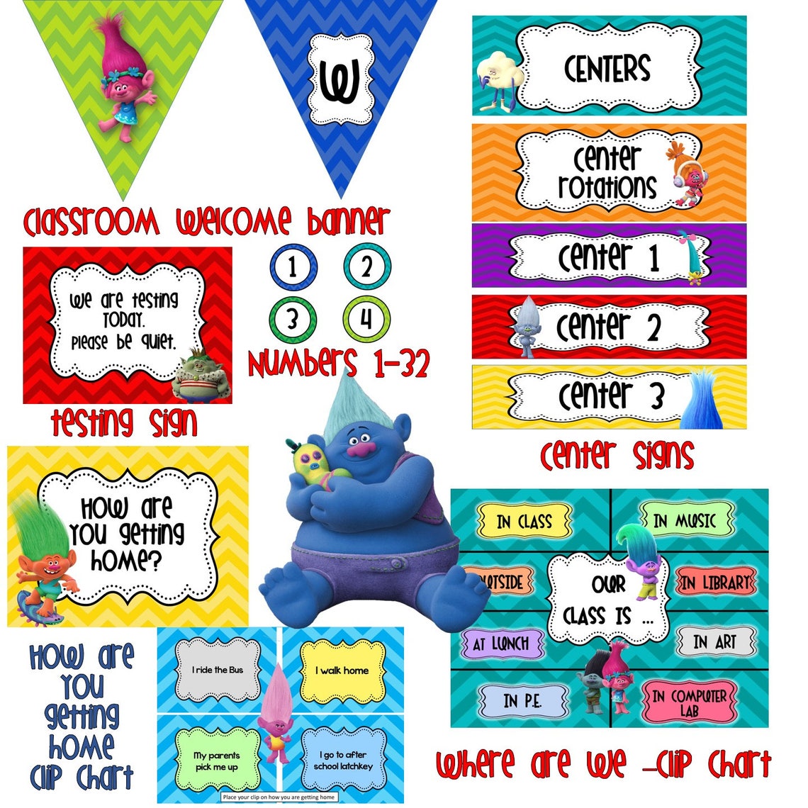 Trolls Classroom Decor Mega-bundle-editable-over 250 Pages! - Etsy