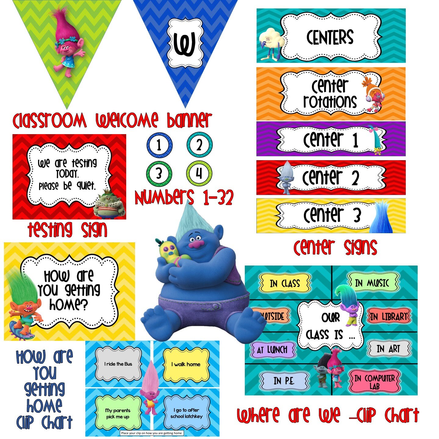 Trolls Classroom Decor Mega-bundle-editable-over 250 Pages! - Etsy
