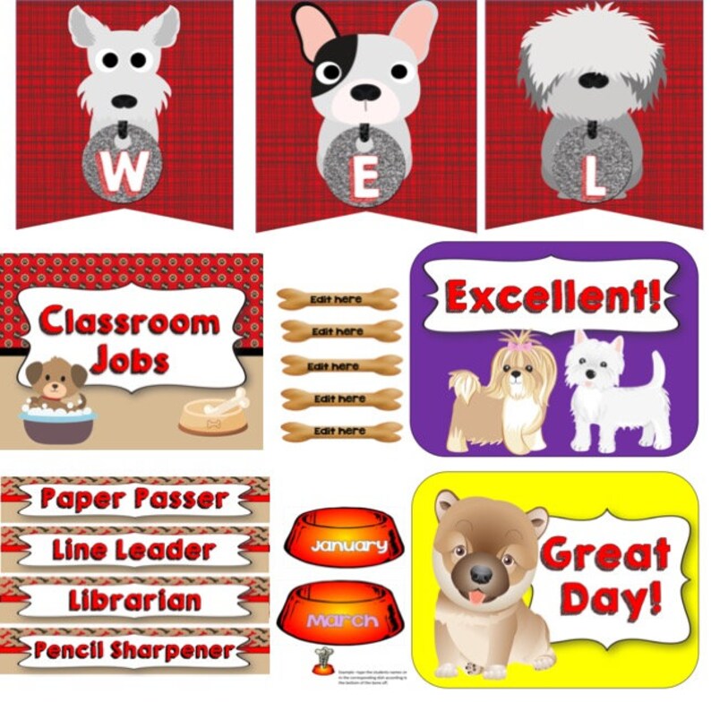 Dogs Classroom Decorations-editable 307 Pages | Etsy