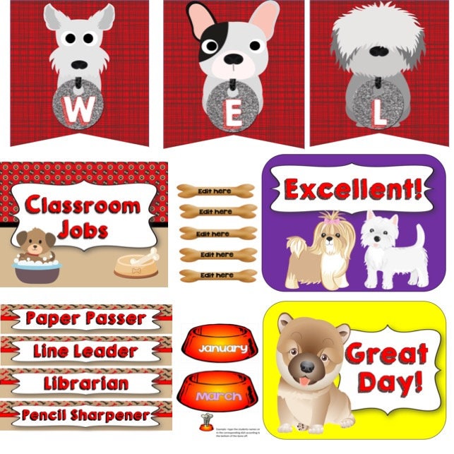 Dogs Classroom Decorations-editable 307 Pages | Etsy