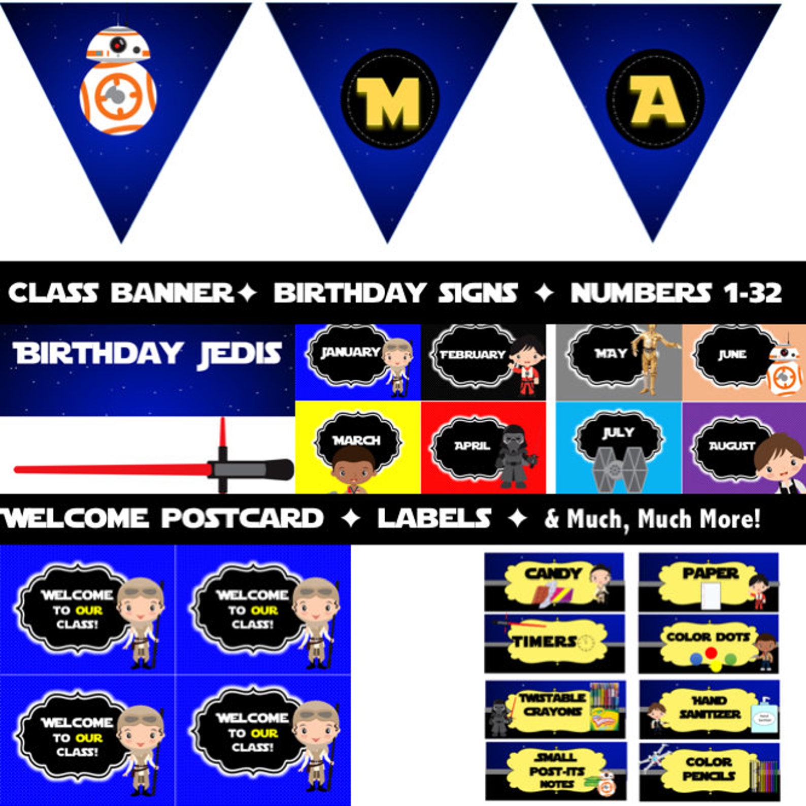 Star Wars Classroom Decoration MEGA Bundle Set-262 Pages-editable - Etsy