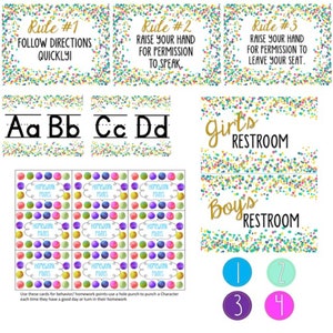 Classroom Decoration Bundle-confetti Theme and Editable - Etsy