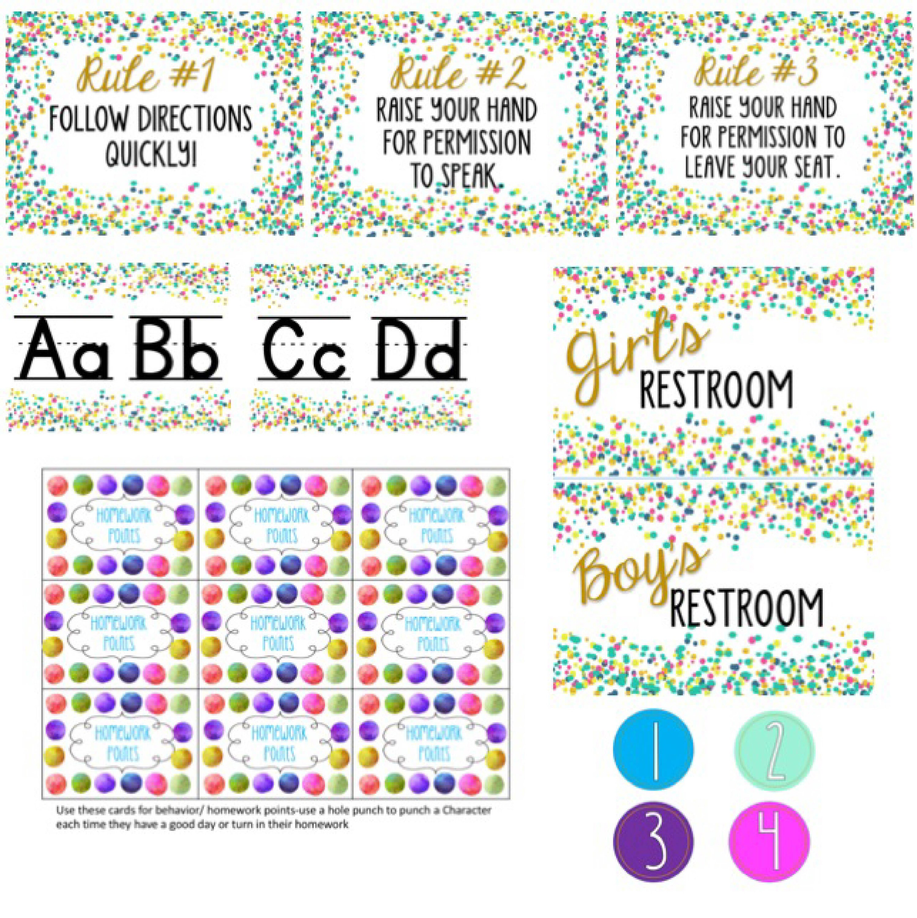 Classroom Decoration Bundle-confetti Theme and Editable - Etsy