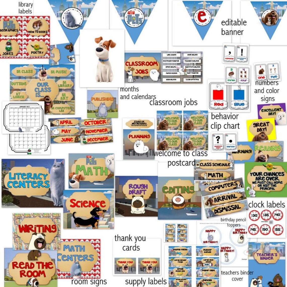 Secret Life of Pets Classroom Decoration MEGA Bundle-editable! - Etsy