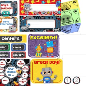 Classroom Decorations -robot Theme-over 300 Pages and Editble! - Etsy UK